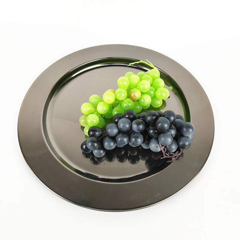 Special black silver edge metal charger plate